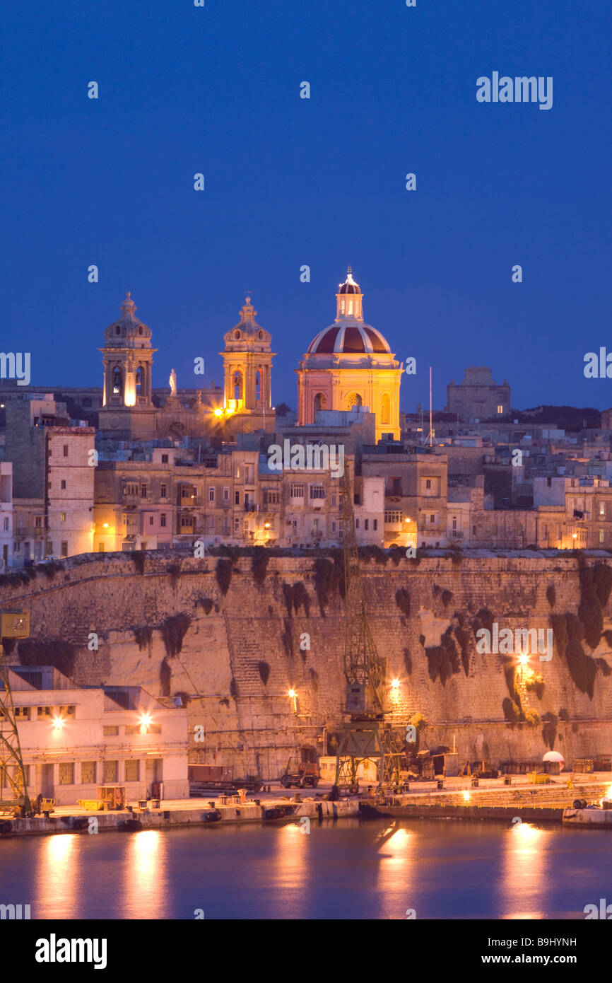 Senglea Grand Harbour Valletta by Night Stock Photo - Alamy
