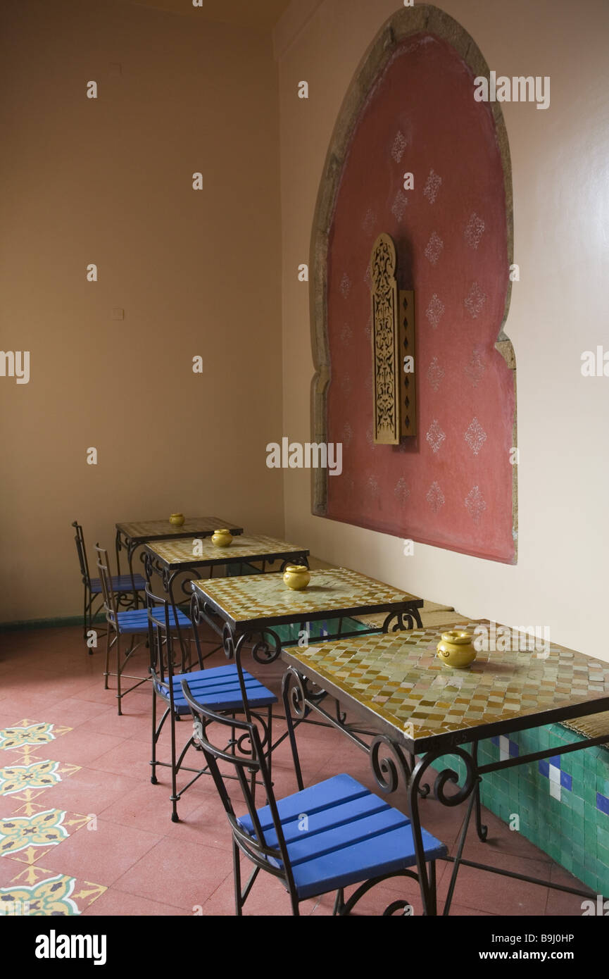 Morocco Casablanca Old Town cafe detail tables old Medina pub cafe ...