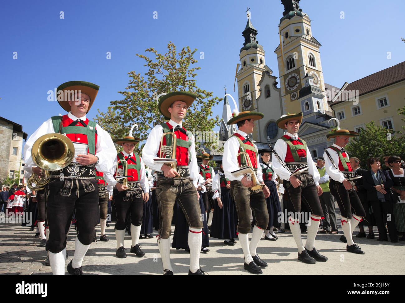 Italy South-Tyrol Brixen procession participants music-group ...