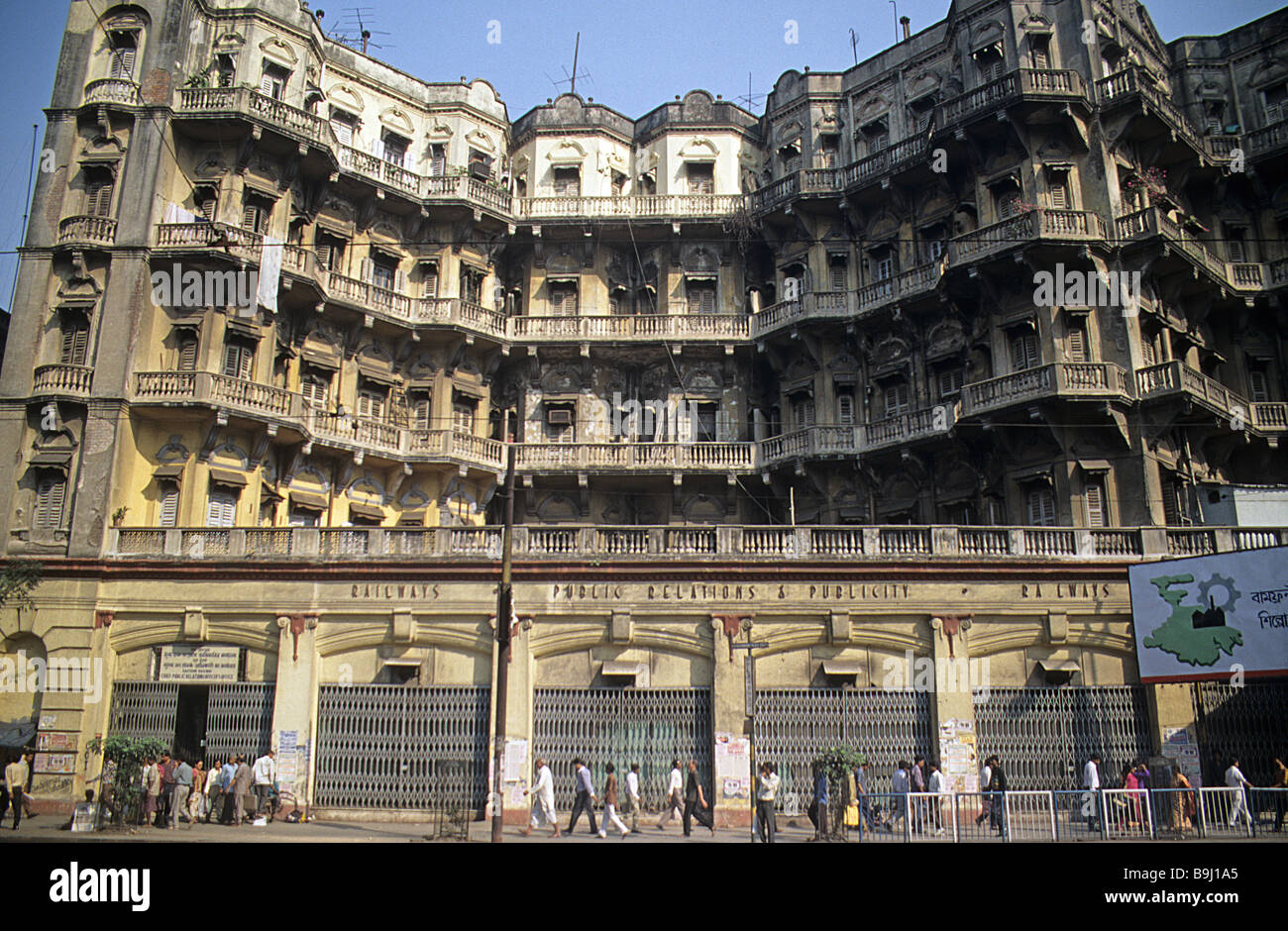 Calcutta, now Kolkata, India, Esplanade Mansions, typically elaborate ...