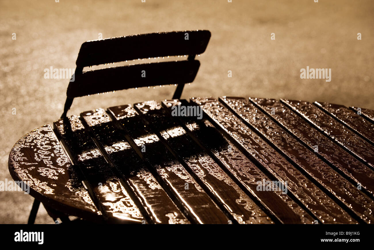 Table detail chair lean wet rain evening pub street-pub garden-pub beer ...