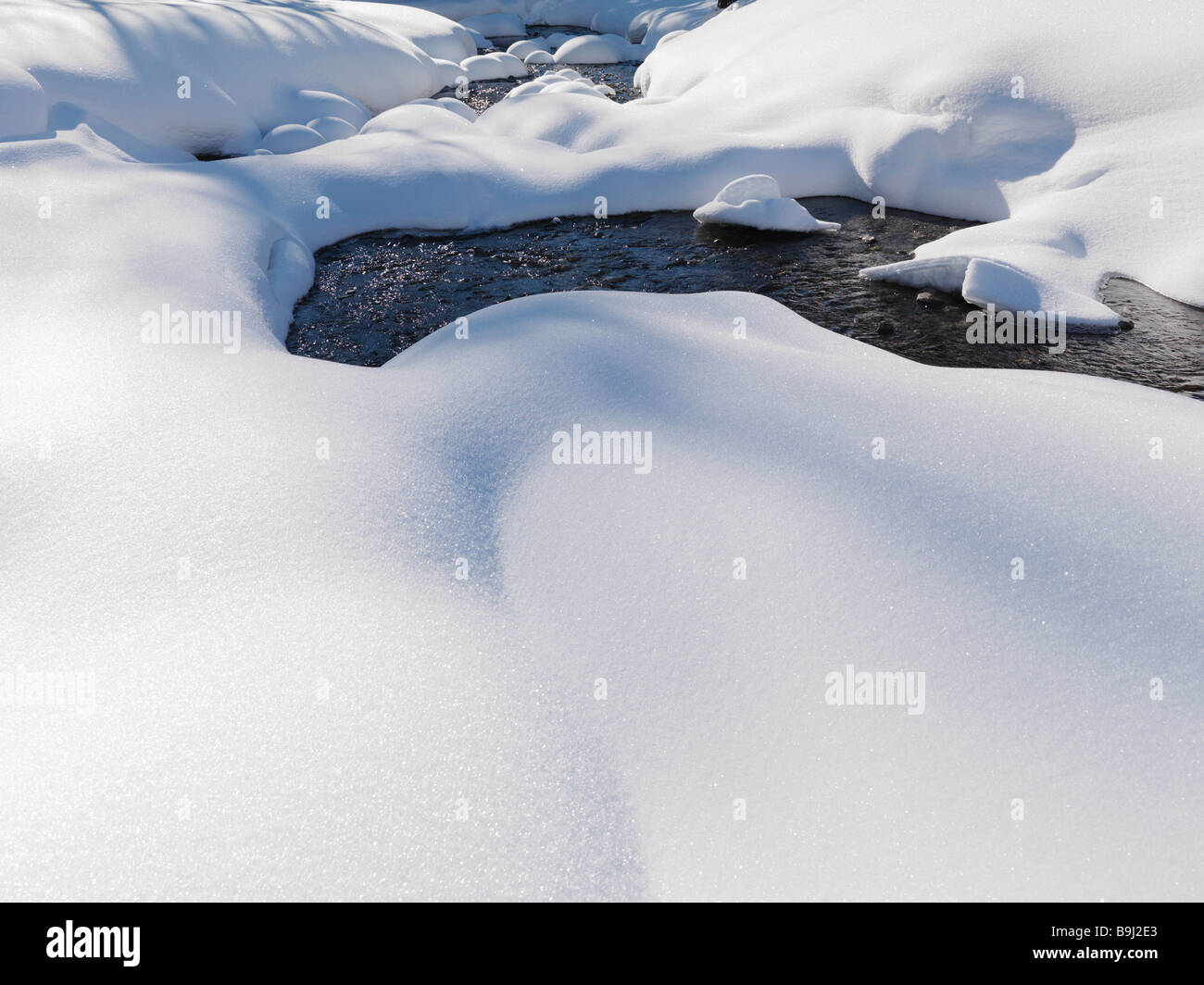 Mountain stream in snow Stock Photo - Alamy
