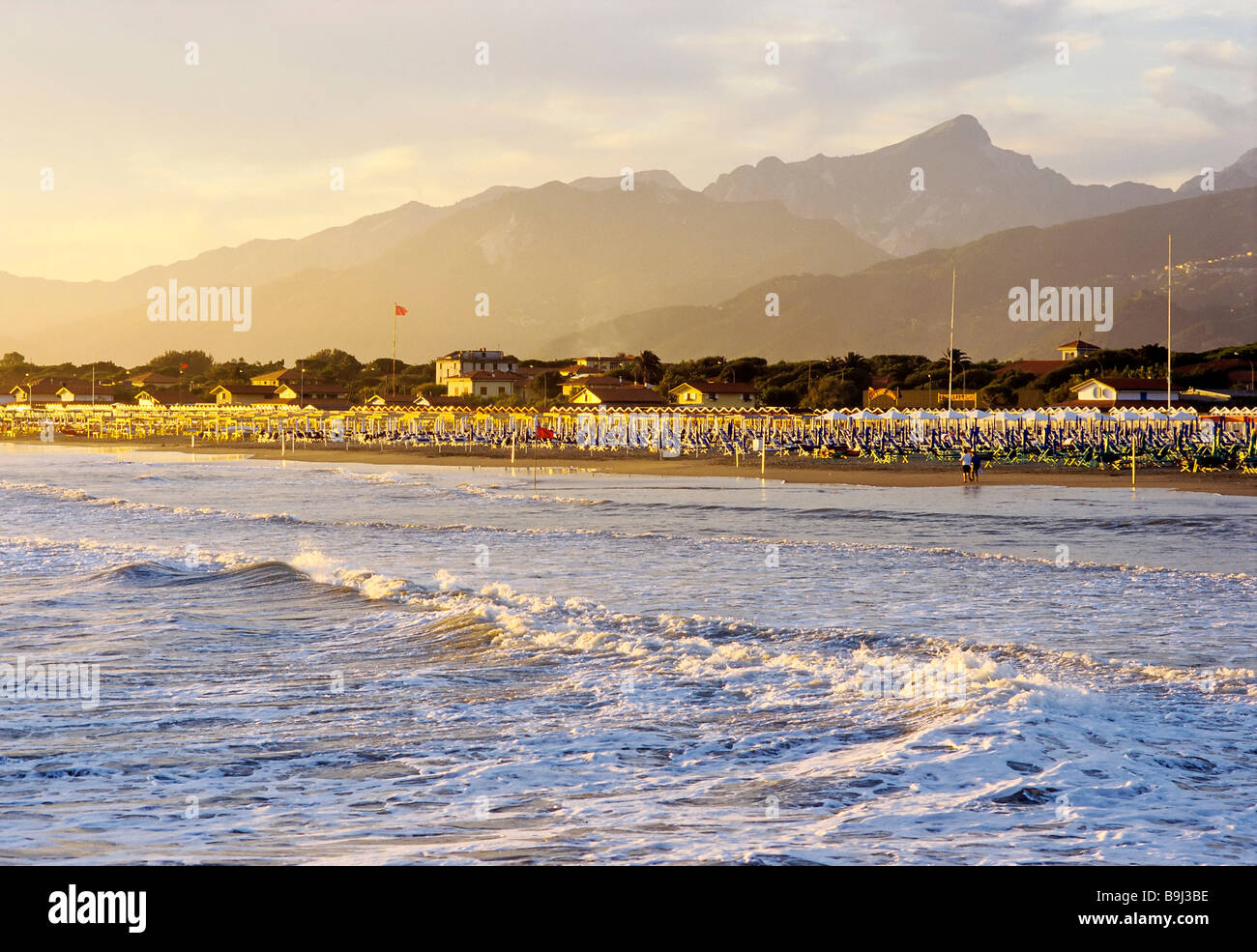 Beach of Forte dei Marmi, looking towards the Apennine Mountains at ...
