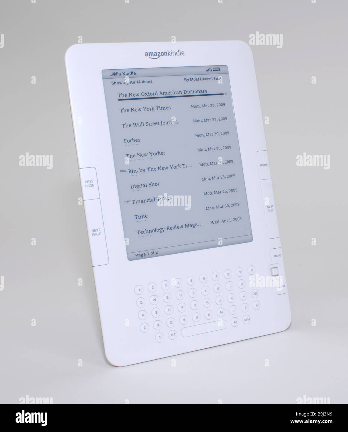 The new Amazon Kindle 2 reader released in 2009 Stock Photo - Alamy