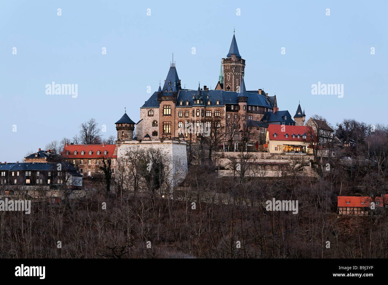 Wernigerode Castle, evening, Harz, Saxony-Anhalt, Germany, Europe Stock ...