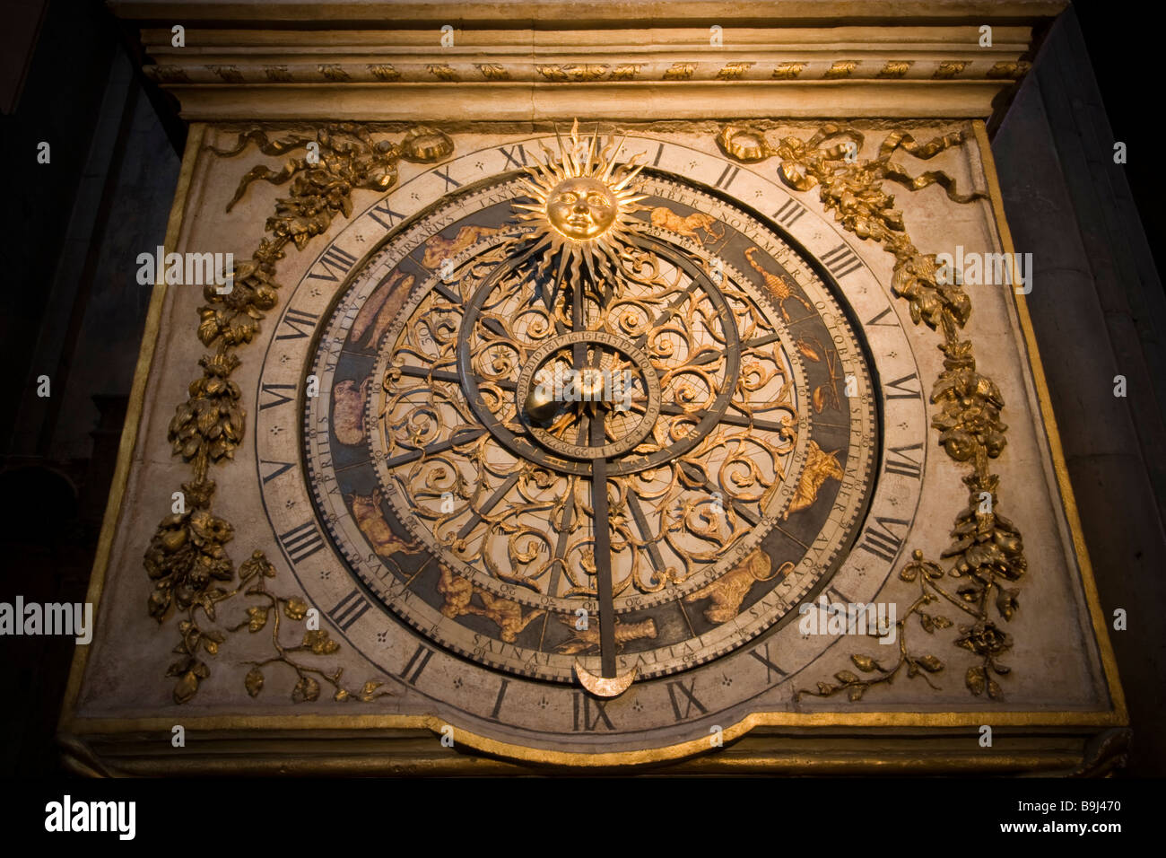 Face of the Astronomical clock of the Cathedral saint-Jean (14th ...