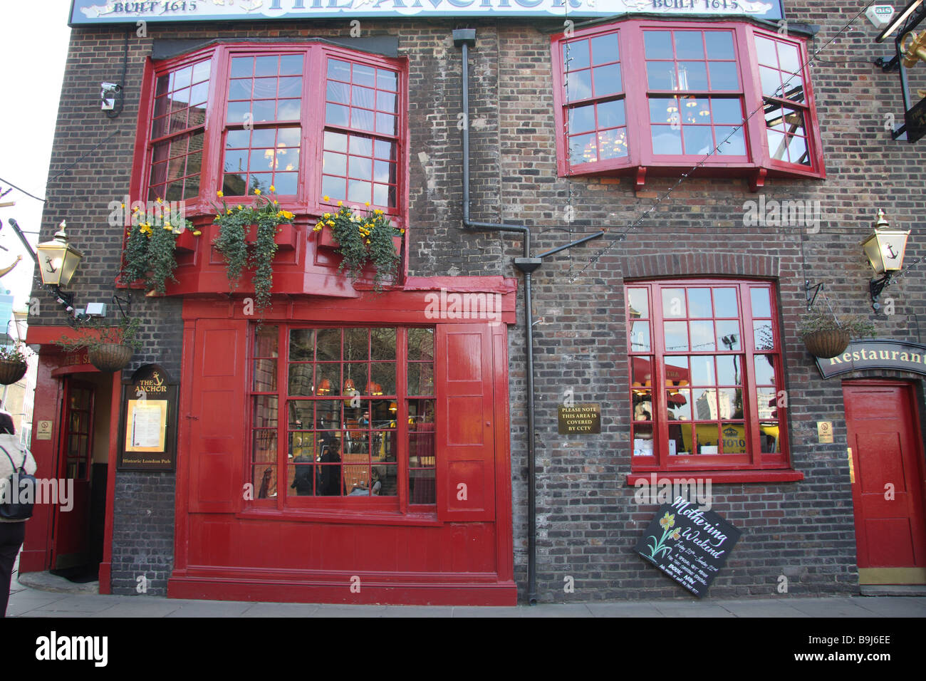 london england uk red traditional pub front window door victorian Stock ...
