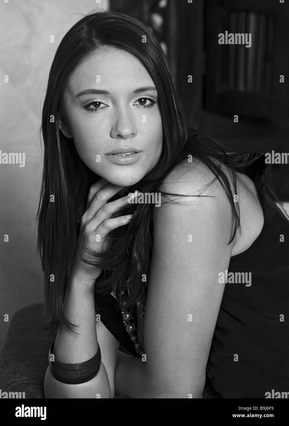 Young woman resting Black and White Stock Photos & Images - Alamy