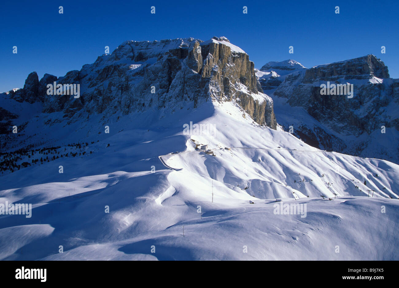 Aerial picture, Sella group, Sella Pass, Dolomites, Bolzano-Bozen ...