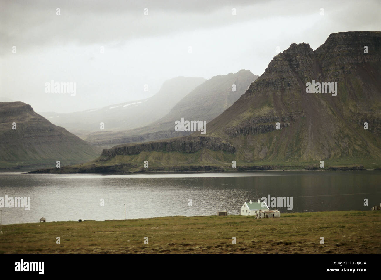 Iceland west-fjords Strandir-coast fjord house landscape Northern ...
