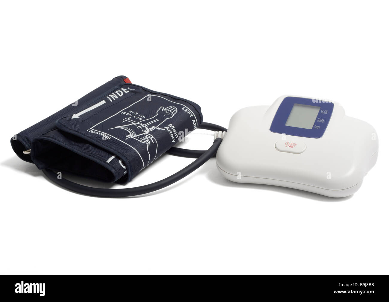 Blood pressure monitor on white background Stock Photo - Alamy