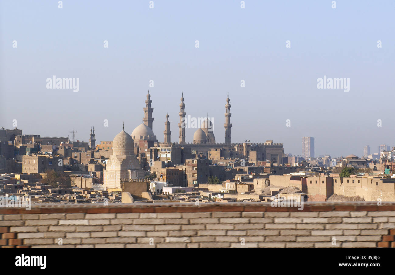 View on Cairo Blue mosque and slum district Egypt Stock Photo - Alamy