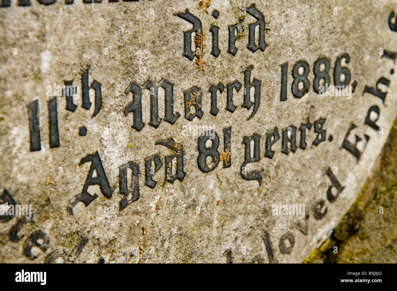 Old gravestone inscription hi-res stock photography and images - Alamy