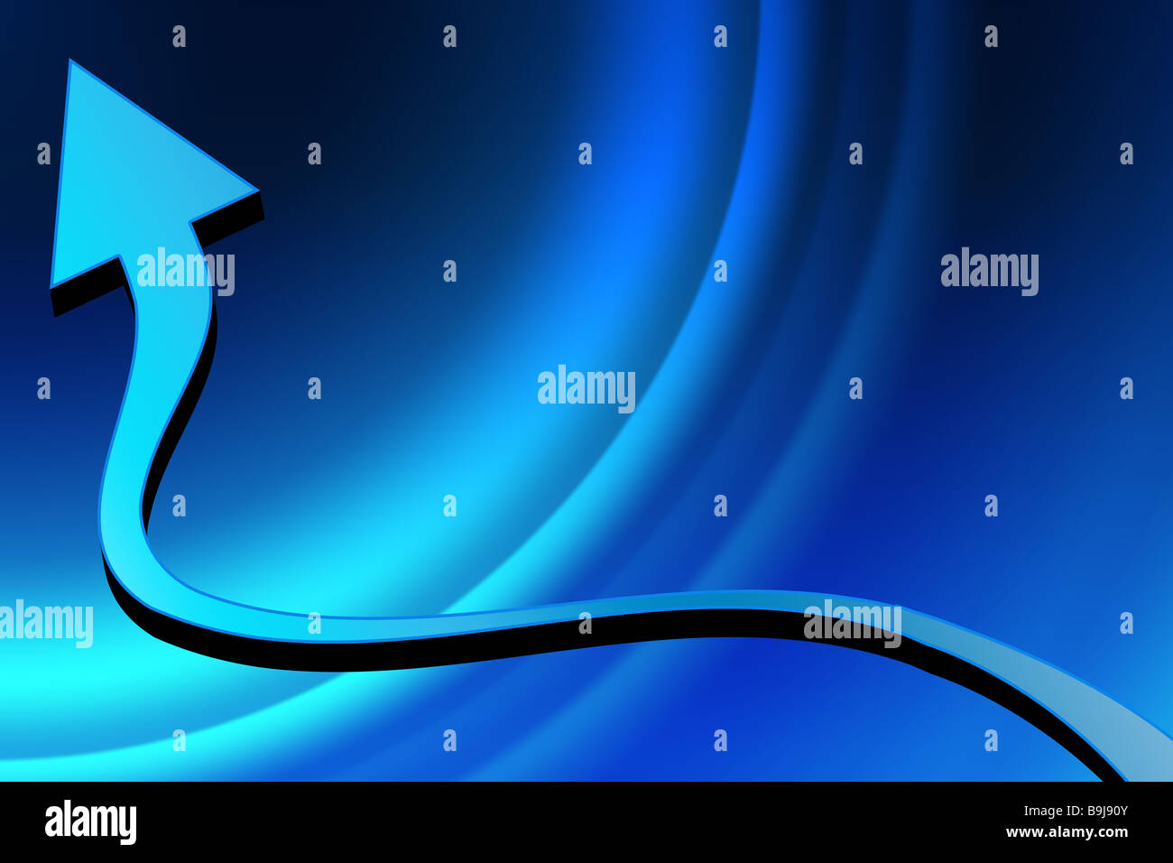 Blue background with an arrow Stock Photo - Alamy