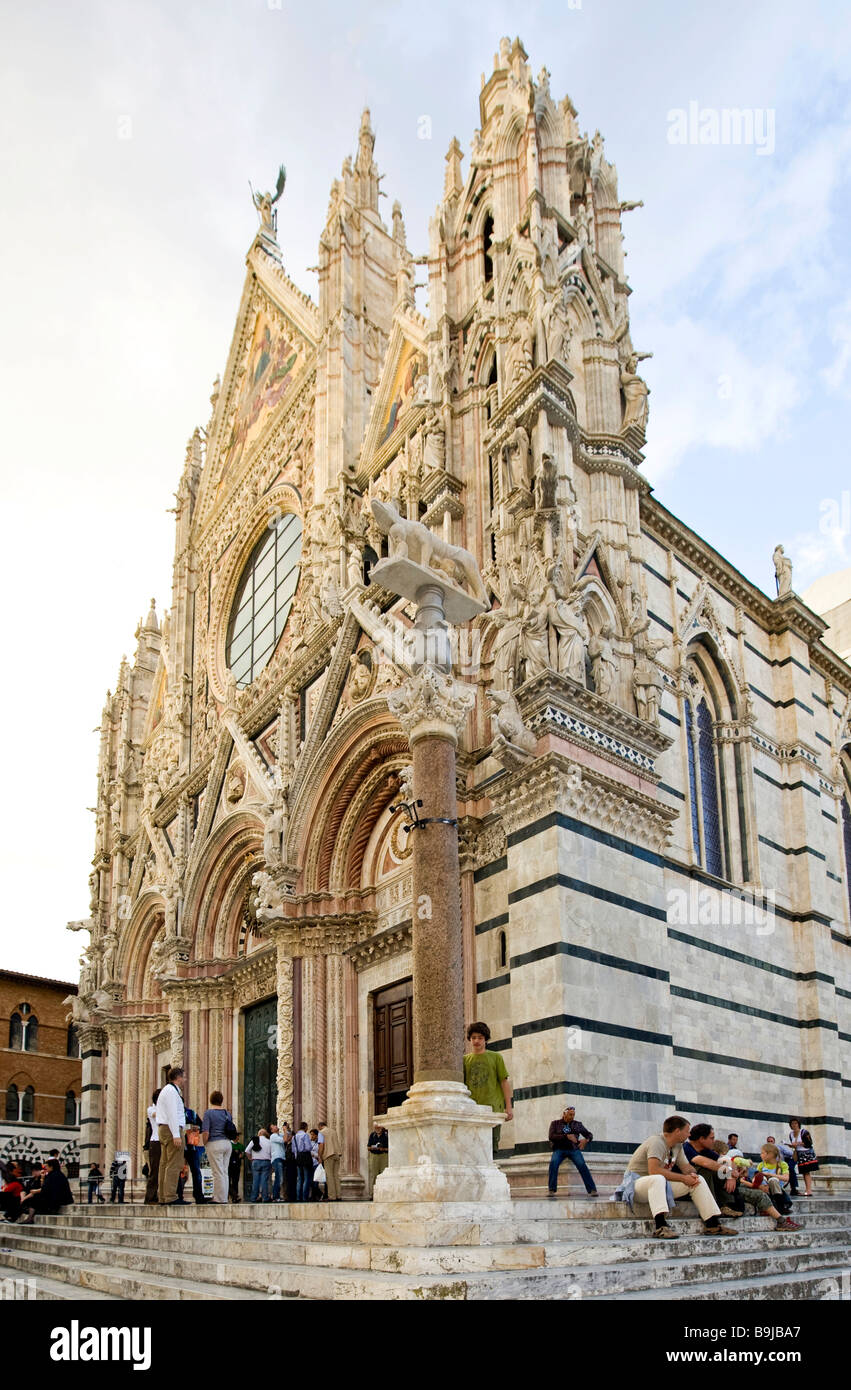 Santa Maria Assunta Cathedral, facade, Campanile, Siena, Tuscany, Italy ...