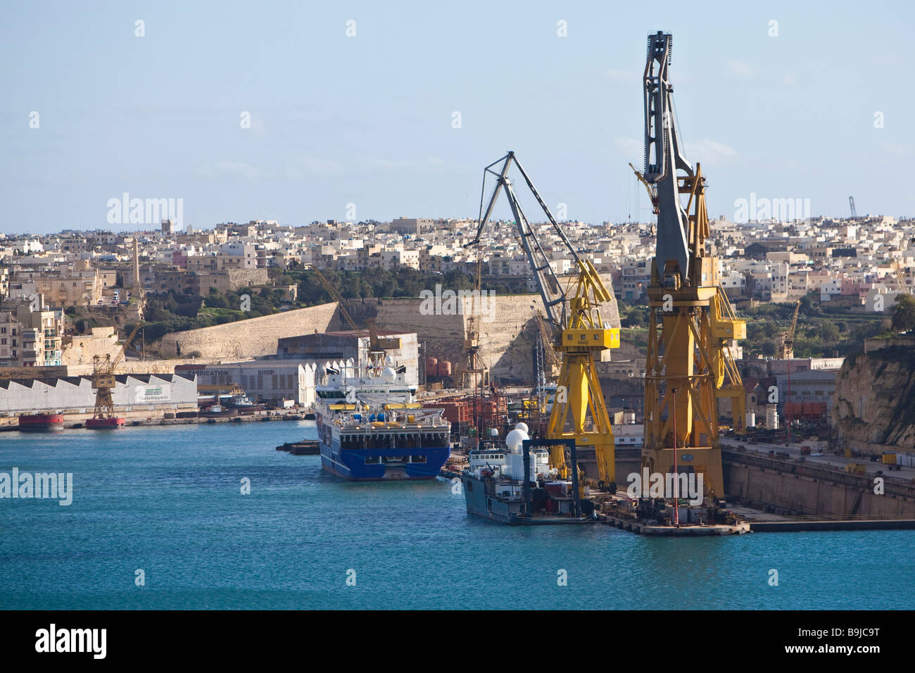 Grand Harbour with the docks, French Creek, Valletta, Malta, Europe ...