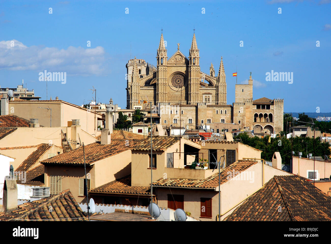La Seu, the predominantly Gothic west front of the cathedral ...
