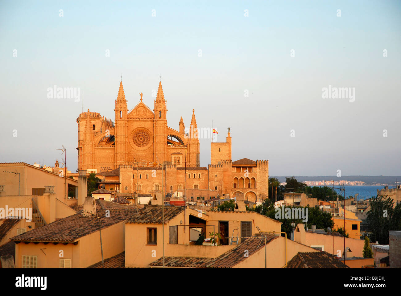 La Seu, predominantly Gothic west facade of the cathedral in the day's ...