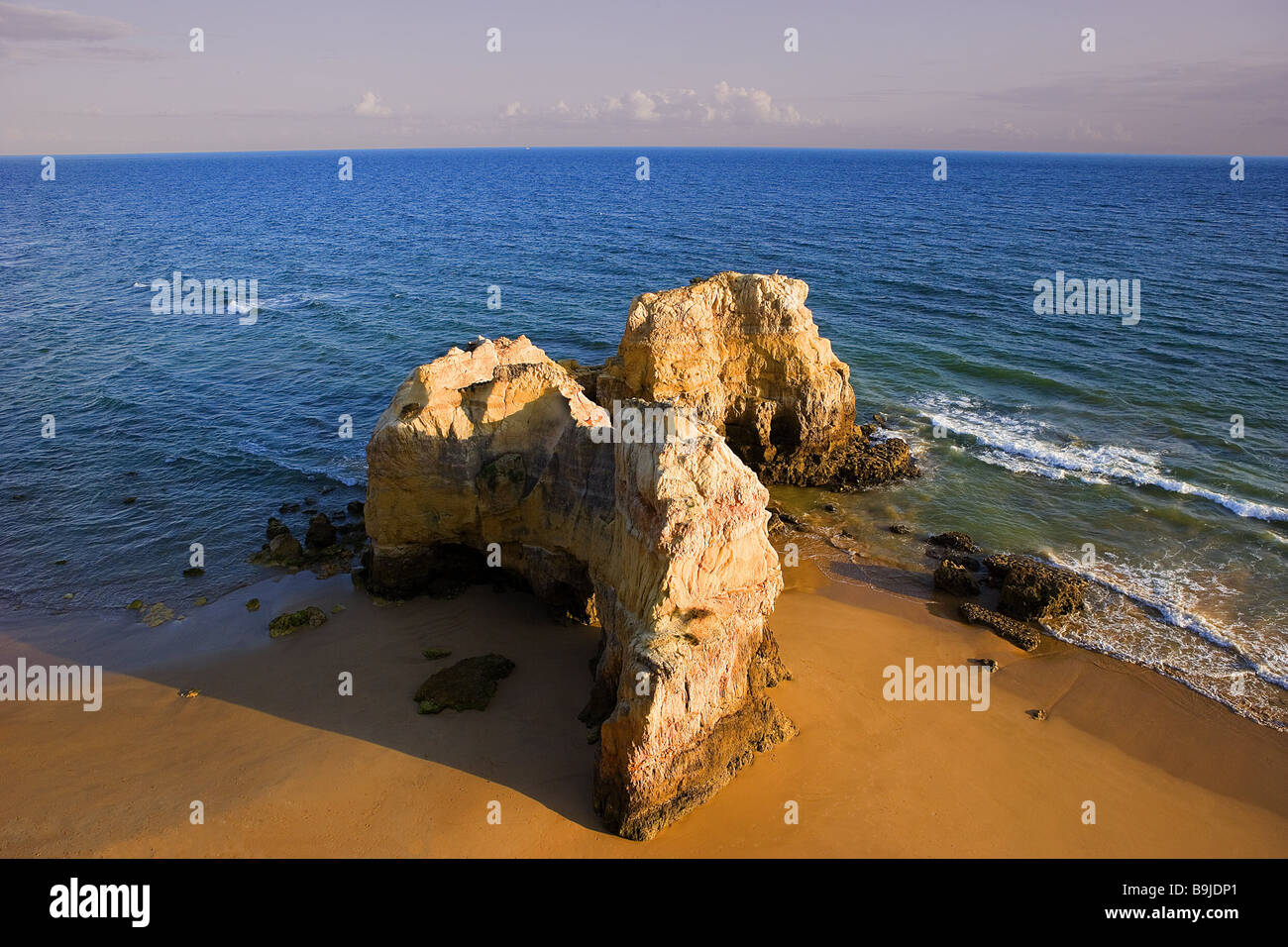 Portugal Algarve coast rocks beach lake Iberian peninsula Atlantic ...
