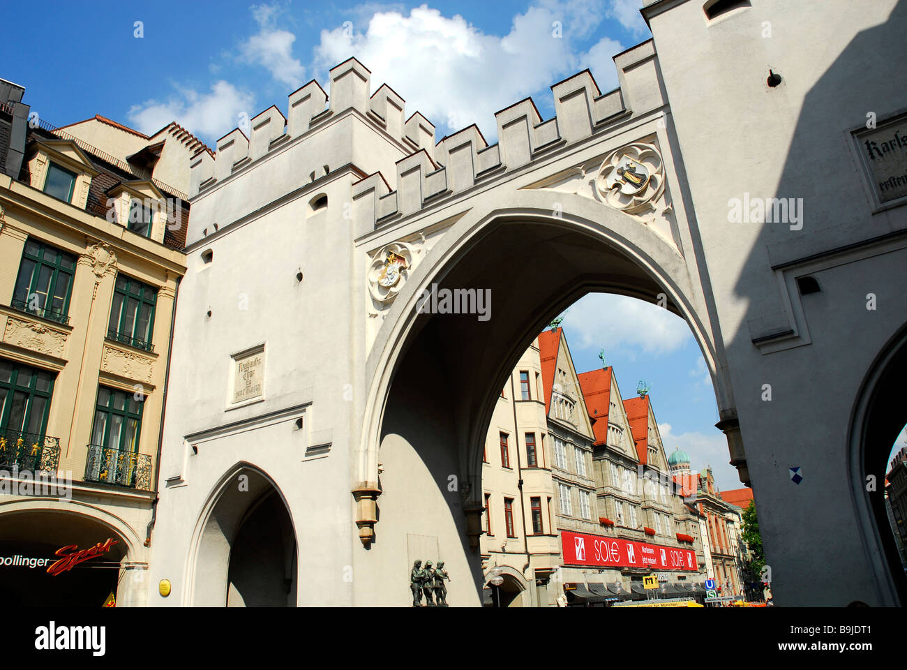 Karlstor Gate, Neuhauser Gate on Stachus, neo-Gothic archway with ...