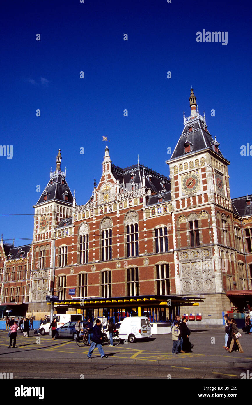 Central station, Centraal Station NS, facade, Amsterdam, North Holland ...