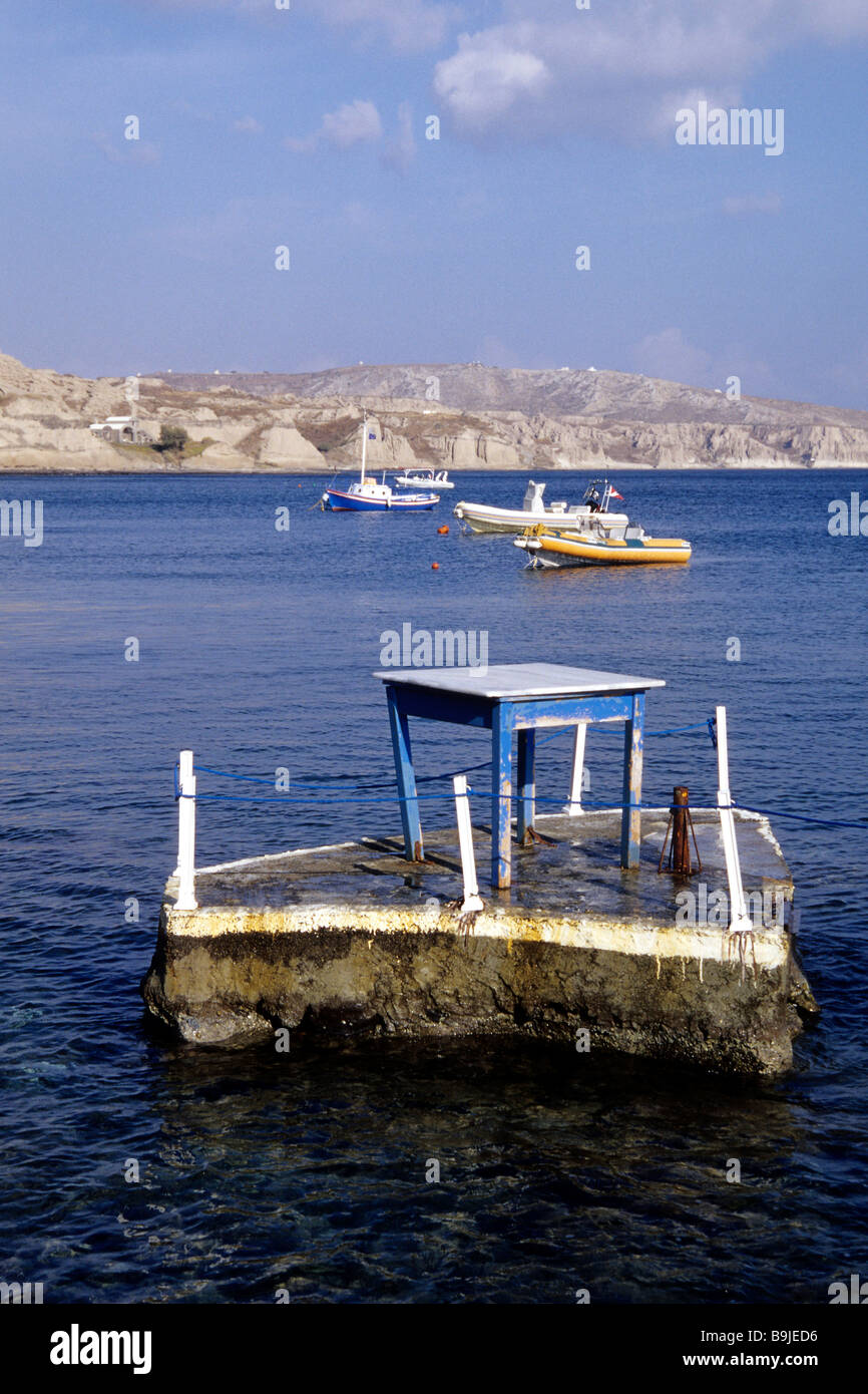 Table on the sea, in the south of the island at Akrotiri beach ...