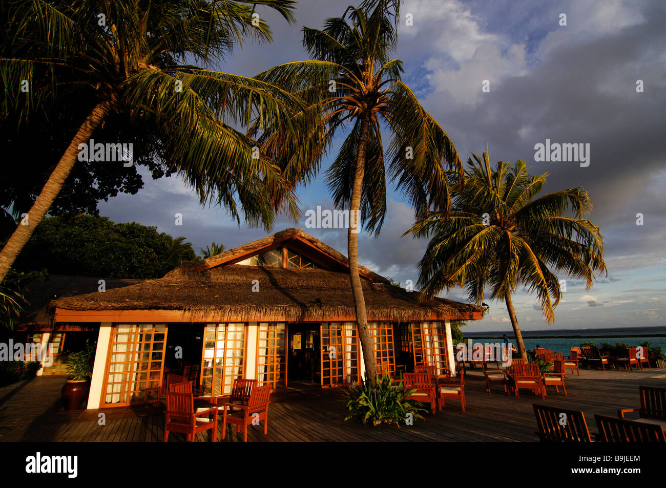 Atoll Grill Restaurant, Full Moon Resort, Maldives, Indian Ocean Stock ...