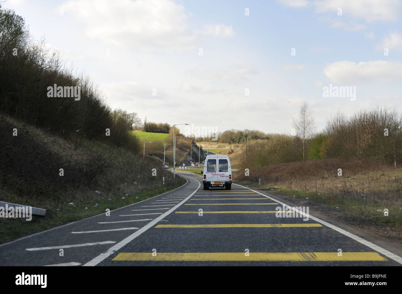 Yellow stripe road marking on the A41 exit to Hemel Hempstead UK Stock ...