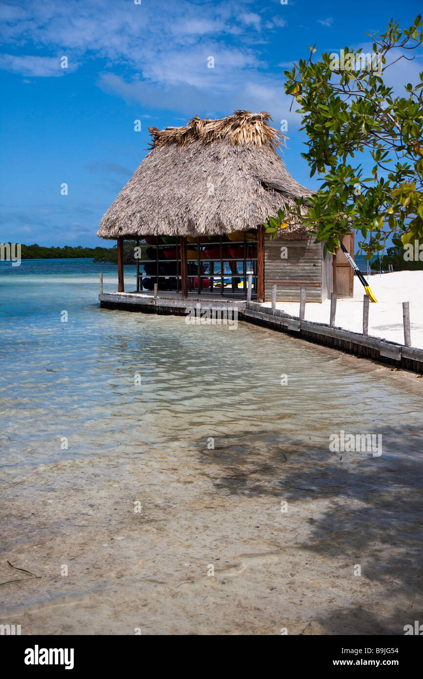 Hut on Belize Key Stock Photo - Alamy