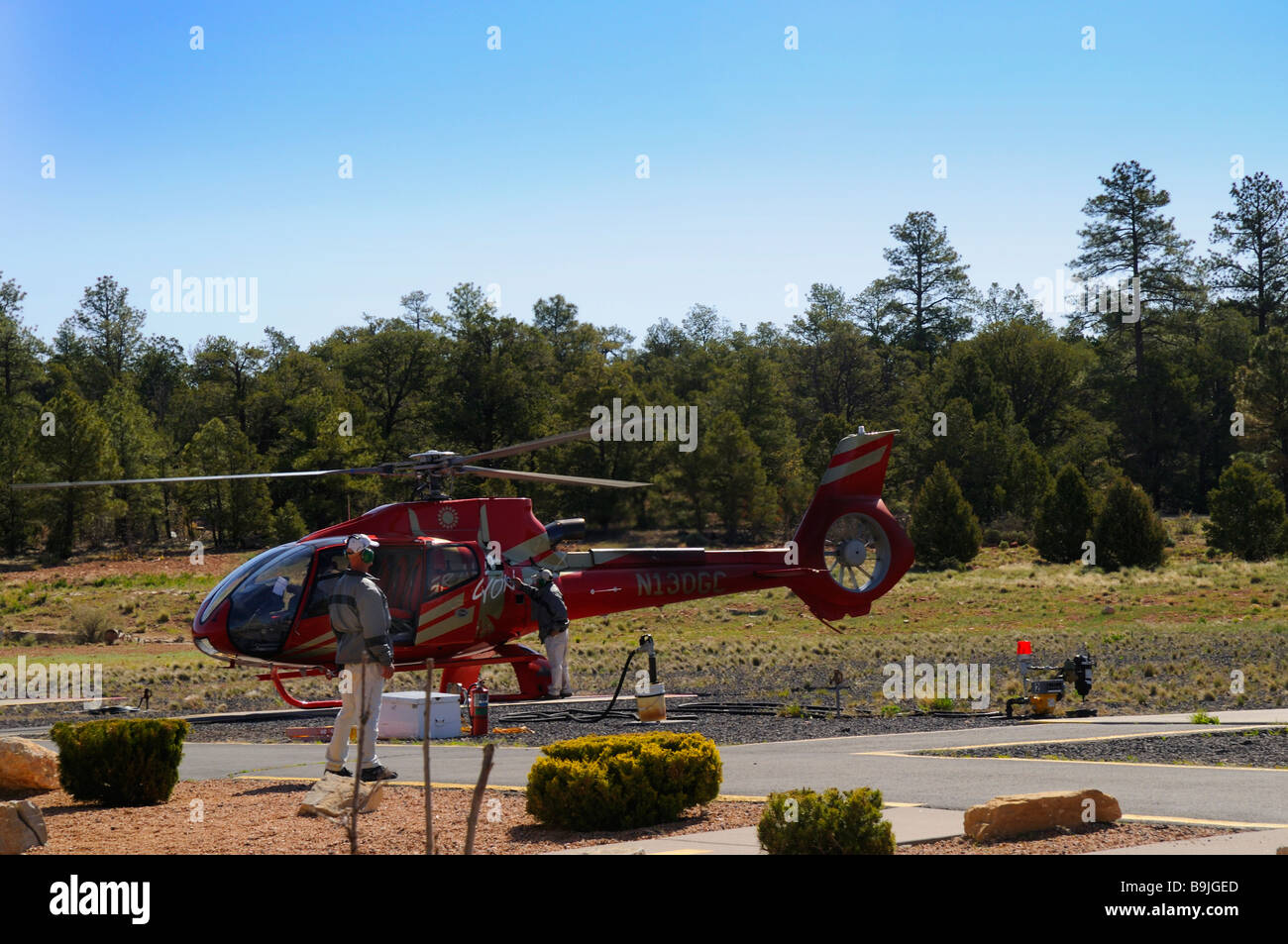 Helicopter ready for take off at the Grand Canyon in Arizona USA Stock ...