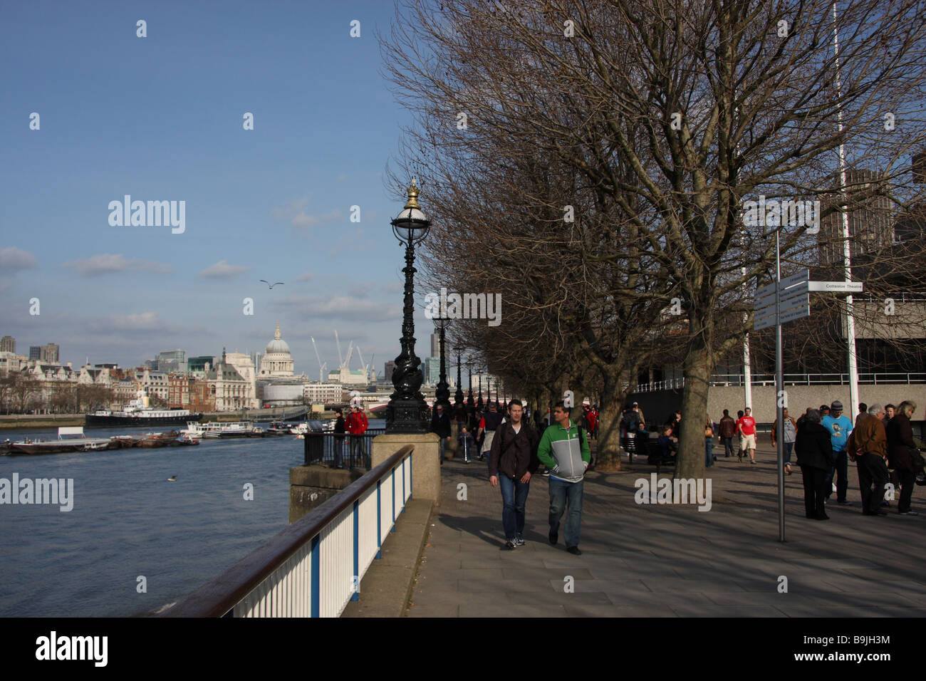 london england uk spring day south bank river thames trees Stock Photo ...