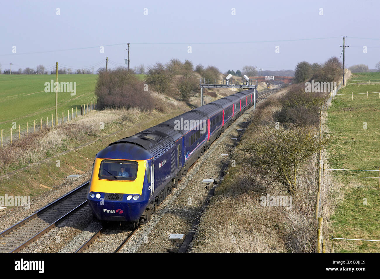 First Great Western HST lead by 43143 passes Bourton Wiltshire with a ...