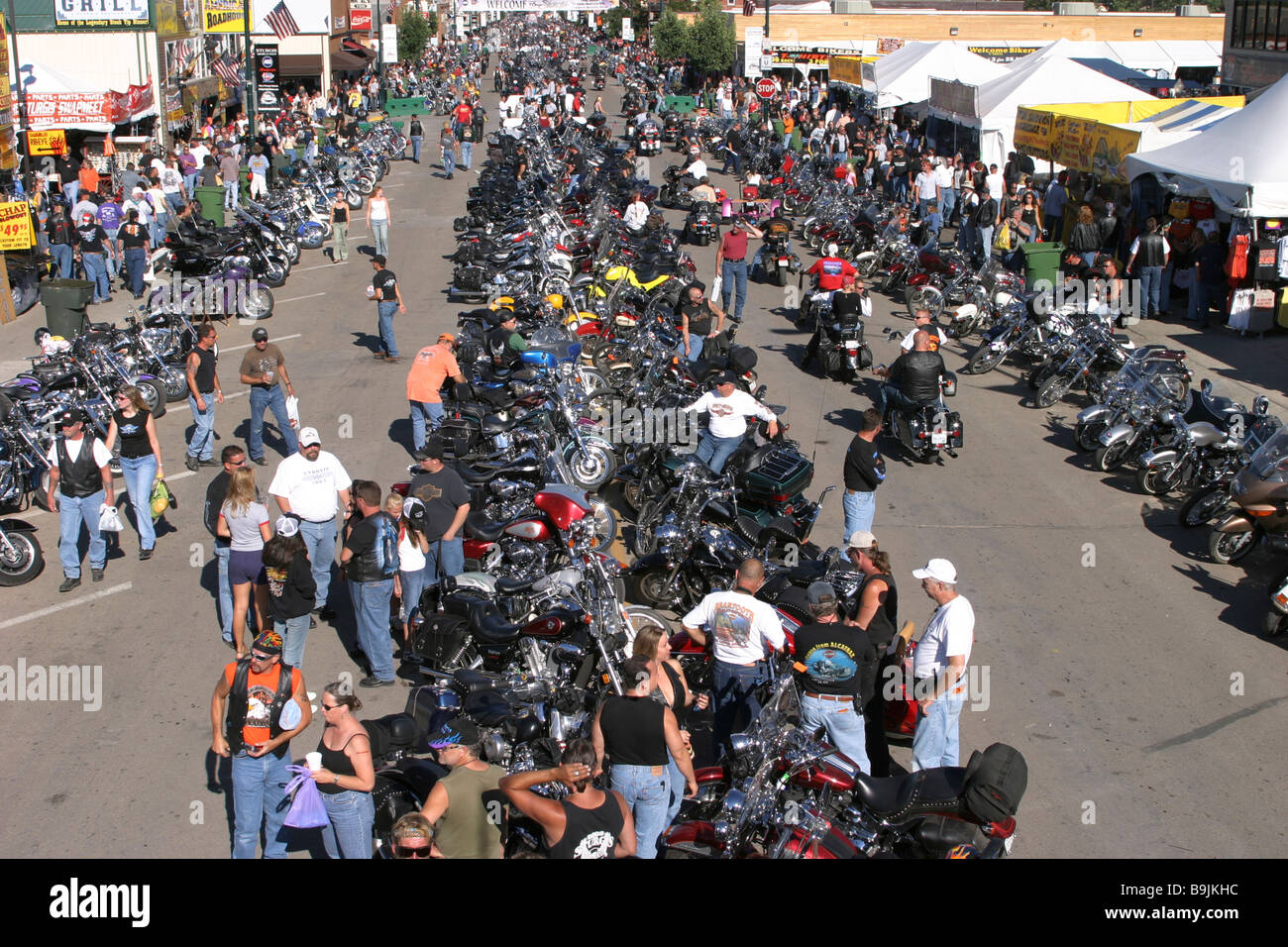Main street of Sturgis SD filled with motorcycles during the annual ...