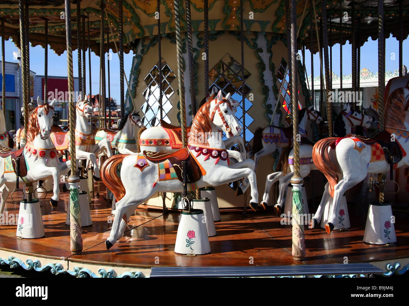 A carousel merry go round ride on the pier at Great Yarmouth, Norfolk ...