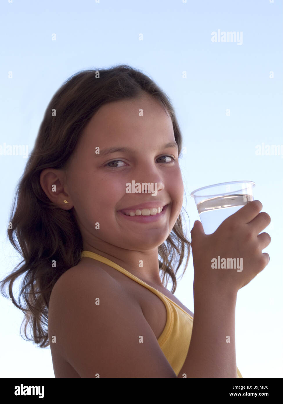 girl hand glass hold smiling portrait series child dark-haired long ...