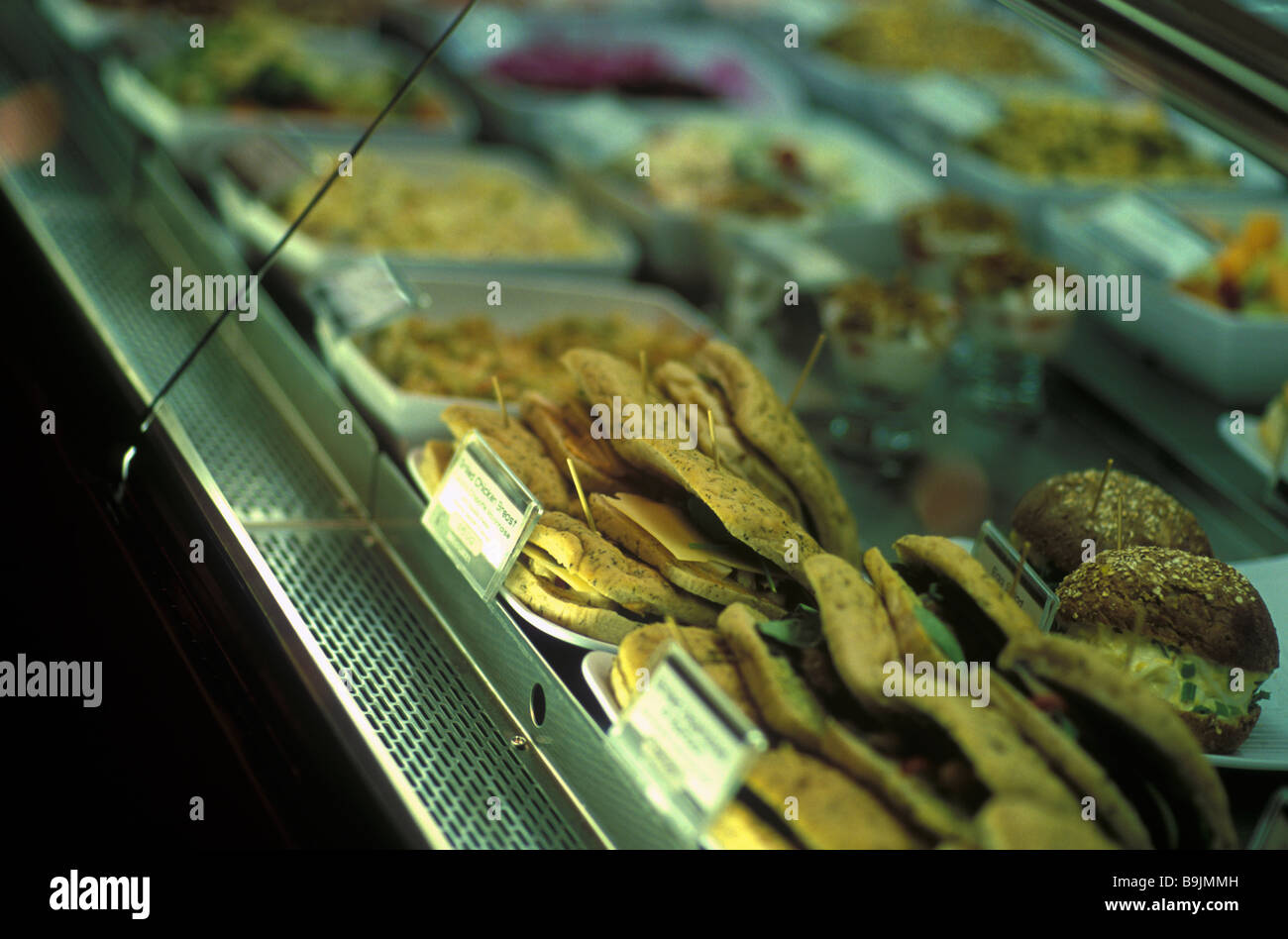 Cafe window display with Panini Sandwiches Stock Photo - Alamy