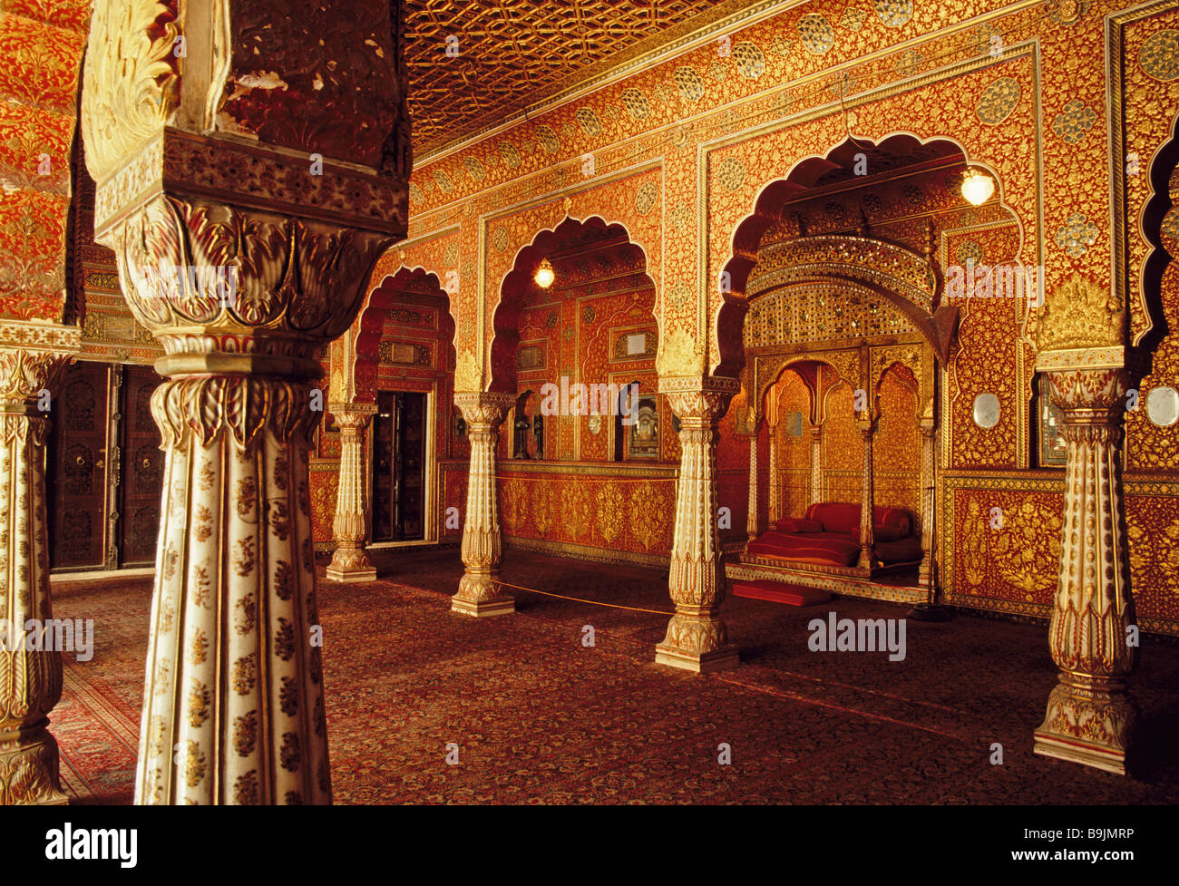 Rajasthan's Anup Mahal Palace, ornate coronation room, at Junagarh Fort ...