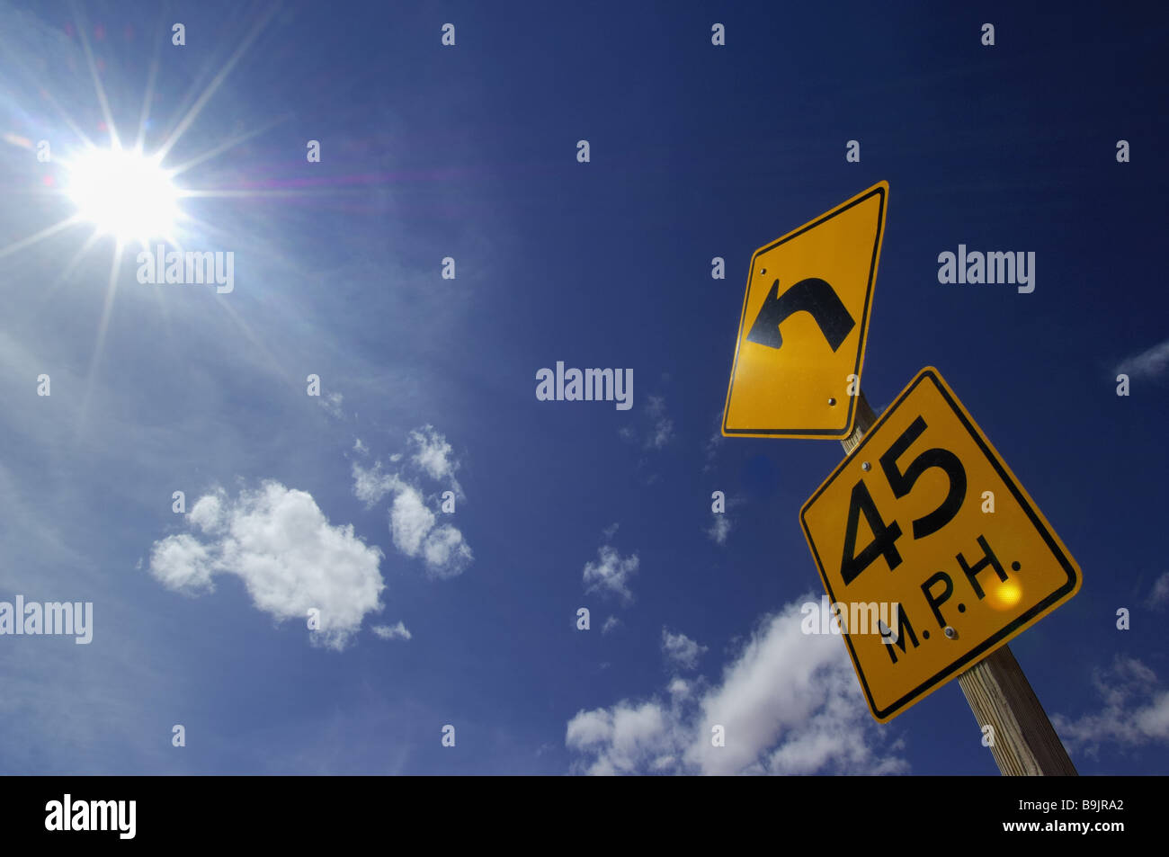 Right Curve 45 Mph Signs