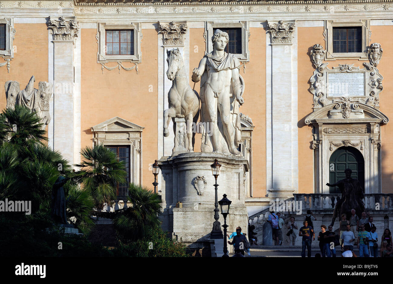 Italy, Lazio, Rome, statue of the Dioscuri on Piazza del Campidoglio ...