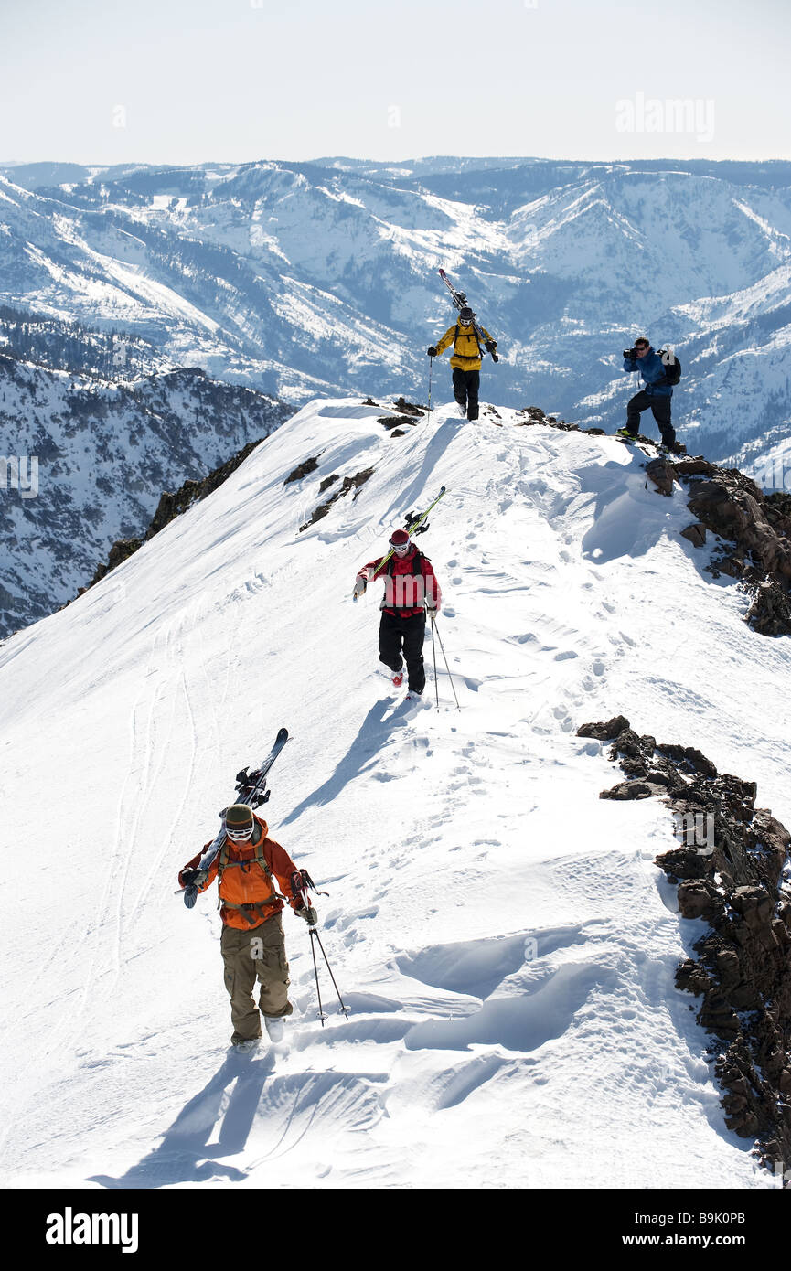 A photographer photographs a group of skiers Stock Photo - Alamy