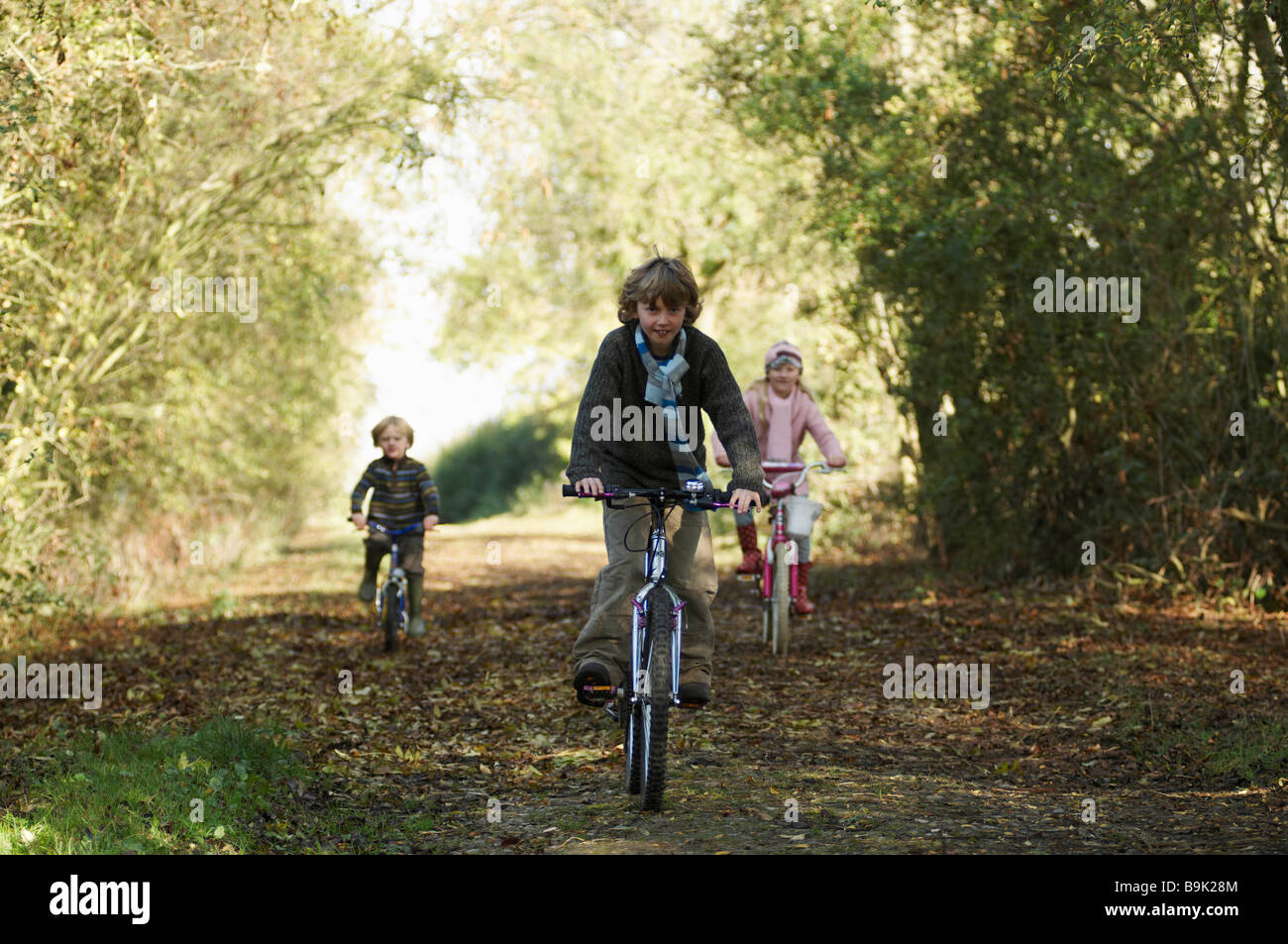 Children riding bikes in countryside Stock Photo - Alamy