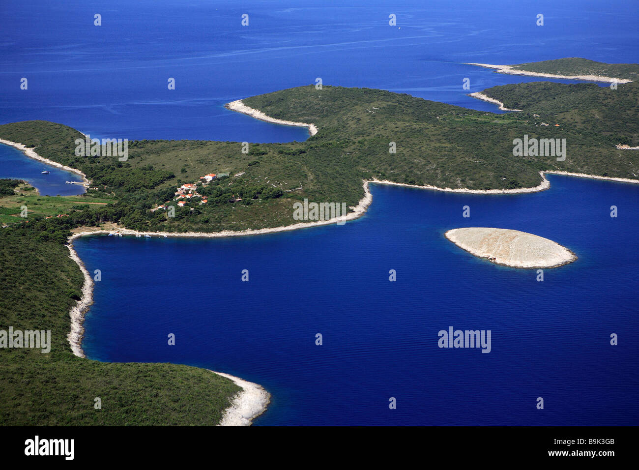 Croatia, Dalmatia, Dalmatian coast, Pakleni islands in front of Hvar ...