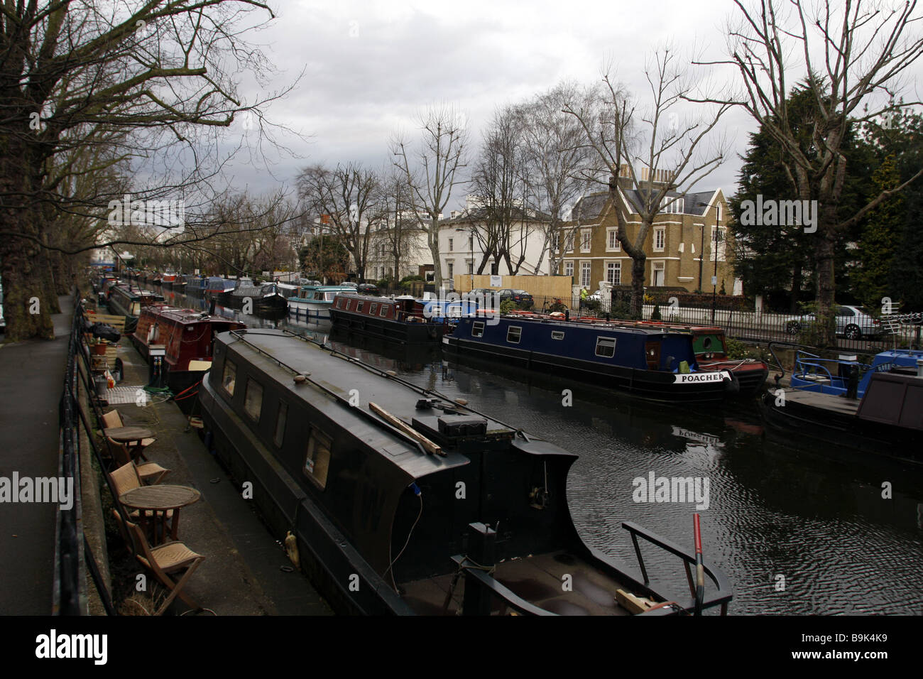 Boats float in a canal of Little Venice in London England March 26 2009 ...