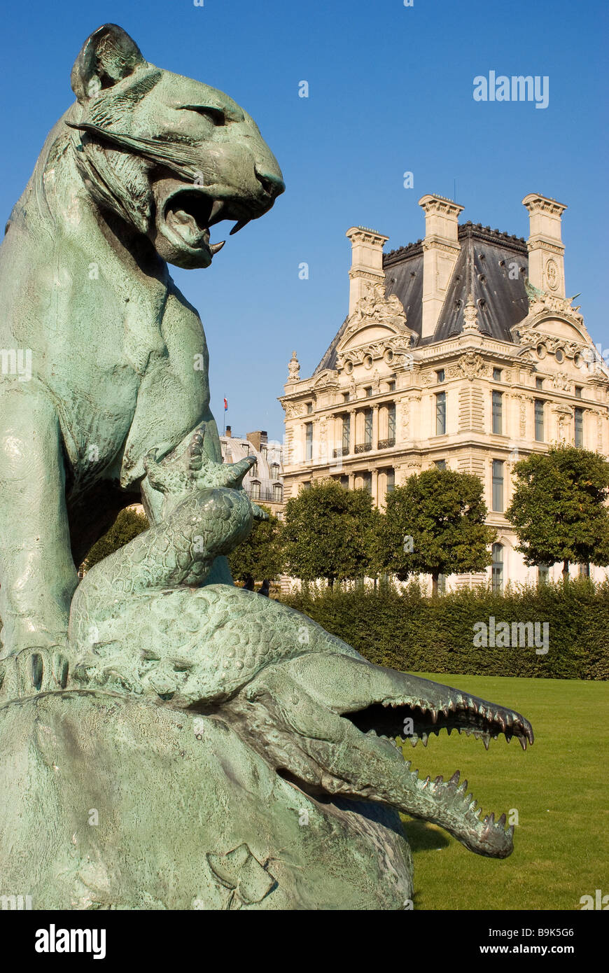 France, Paris, Les Tuileries gardens, sculpture the Tiger and the ...