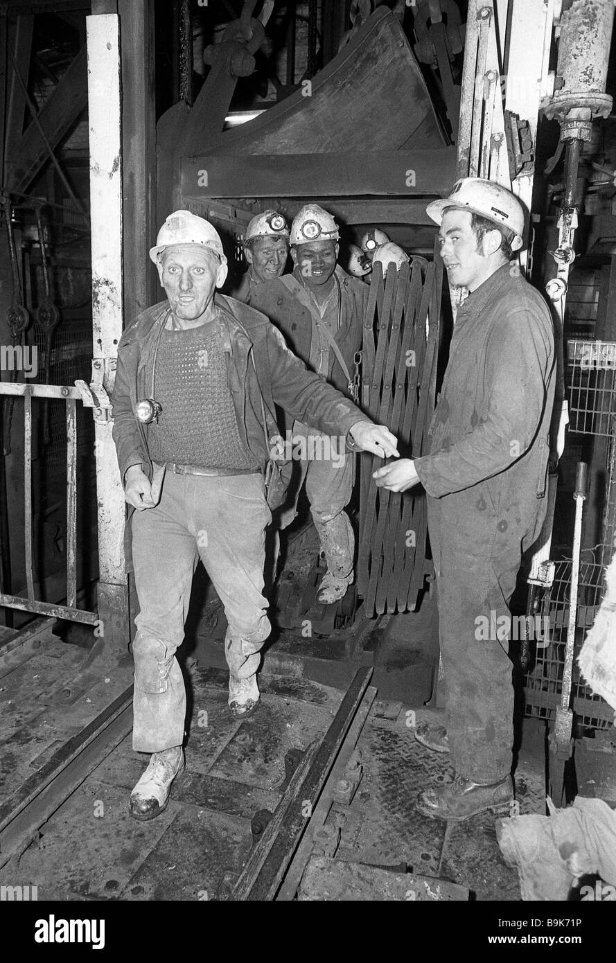 Coal miners coming off shift undergound at Granville Colliery ...