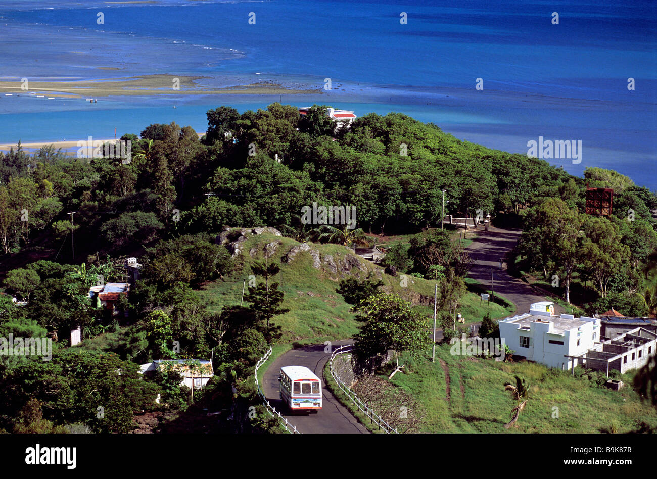 Mauritius, Rodrigues Island, Port Mathurin, bus connecting to downtown ...