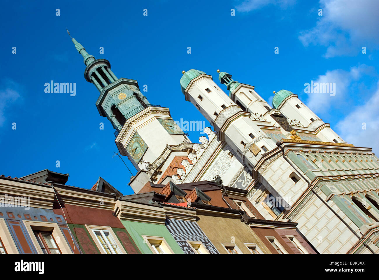 The colourful architecture of the Town Hall and Tenement Buildings in ...
