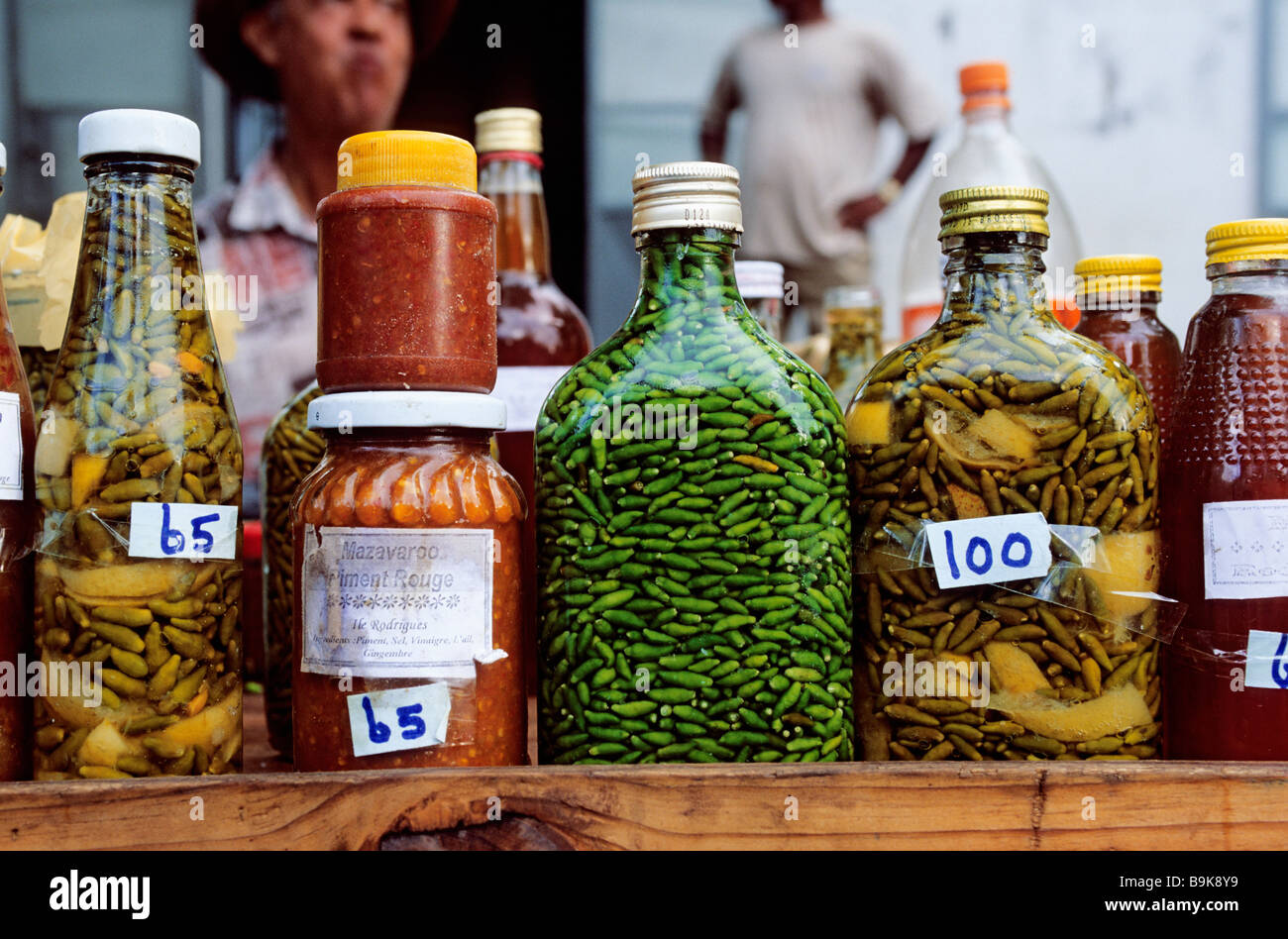 Mauritius, Rodrigues Island, Port Mathurin, market in Fisherman Lane ...
