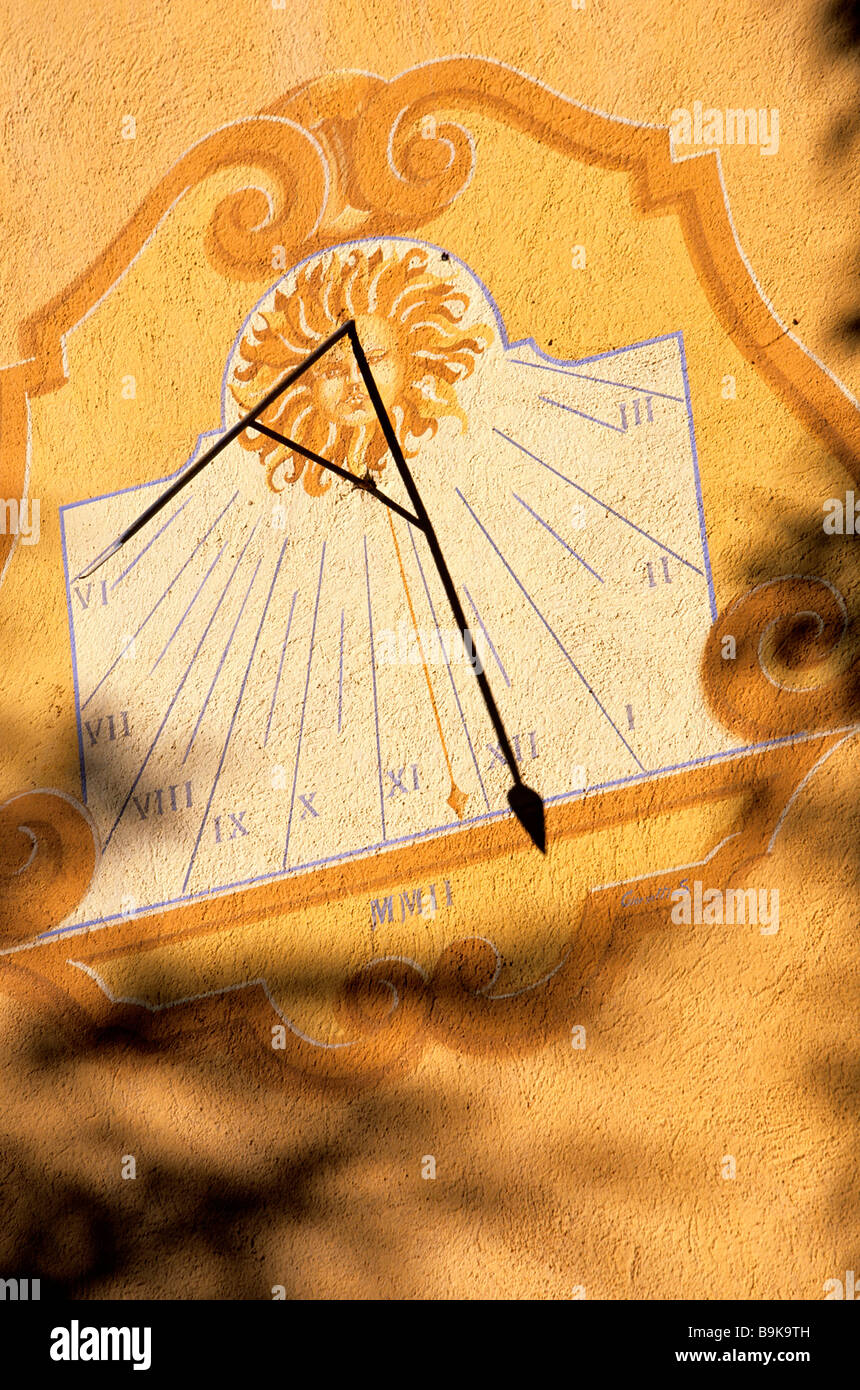 France, Var, Provence Verte (Green Provence), Cotignac, sundial, Notre ...