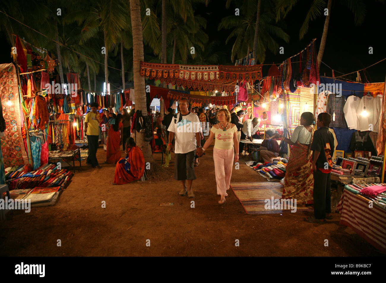 A scene from the saturday night market at Baga in Goa, India Stock ...